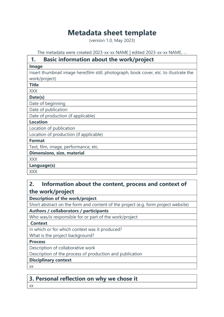 Our ‘metadata sheet’ and a reflection on its sections – Multimodal ...