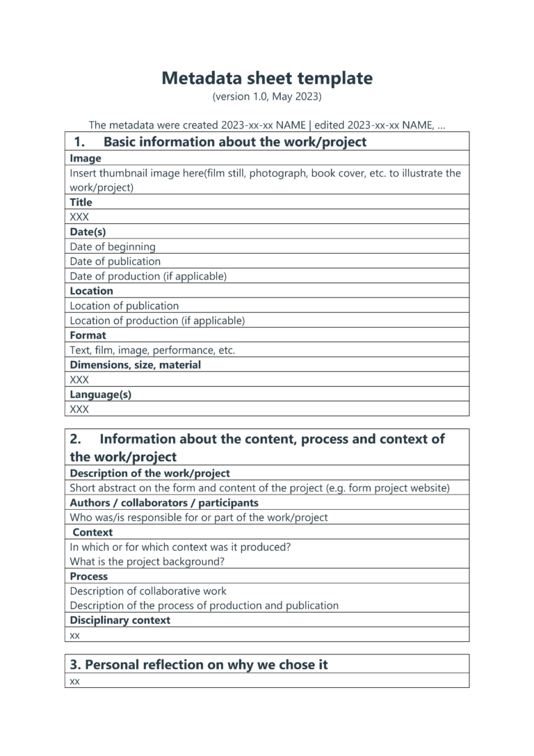 Our ‘metadata sheet’ and a reflection on its sections – Multimodal ...